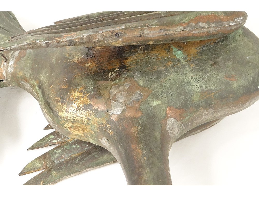 Old copper weathervane rooster bell ancient town weathercock nineteenth