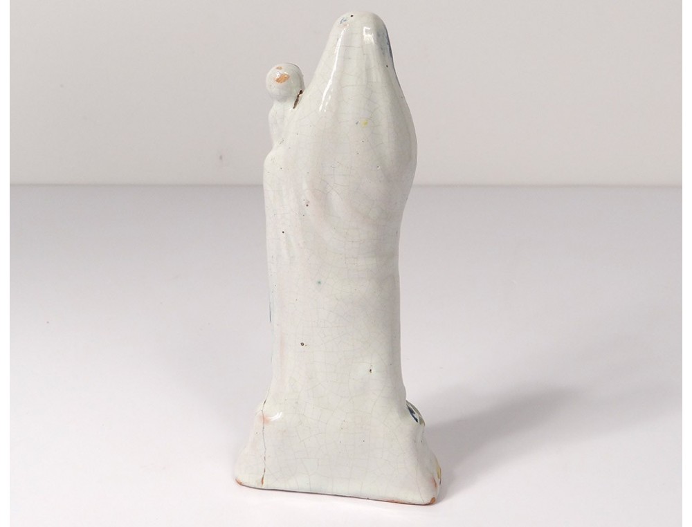 Small statuette faience Quimper Virgin Child Jesus Holy Mary XIX