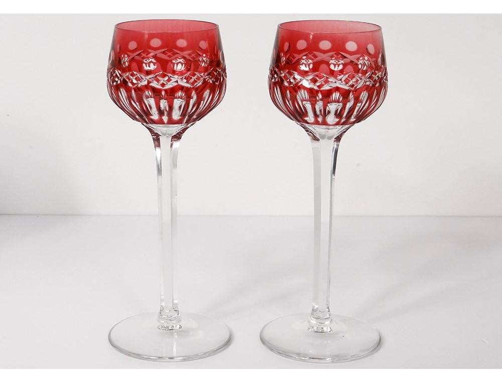10 glasses wine Rhin Roemers crystal Saint-Louis color model Traminer XXè